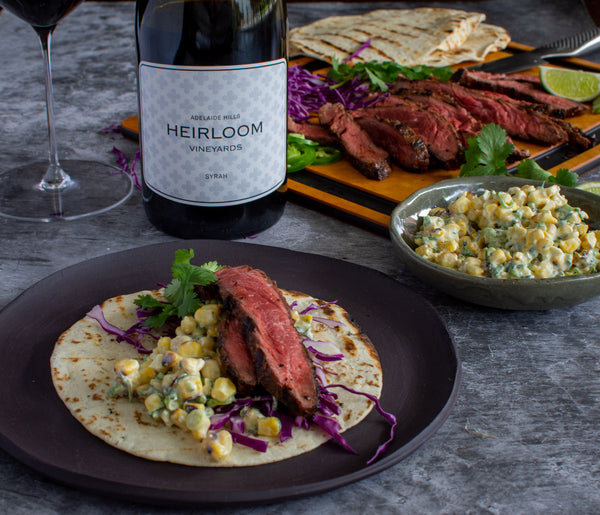 Steak & Corn Elote Tacos - Heirloom Vineyards